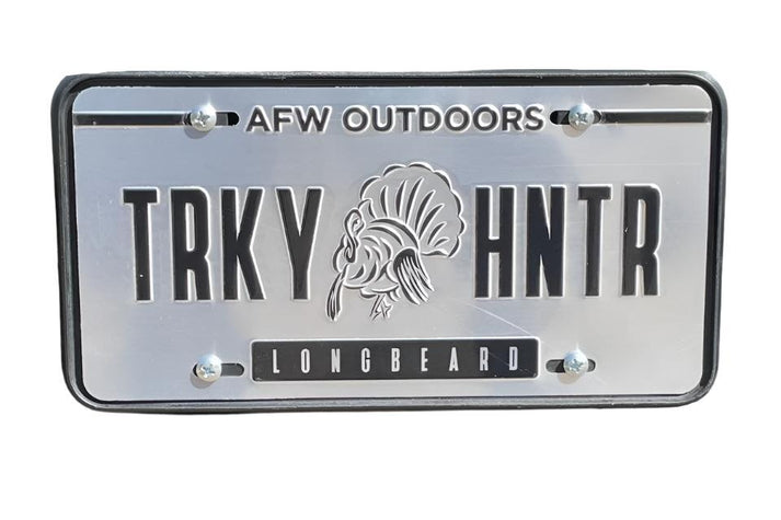 Brushed Aluminum Turkey Hunter License Plate – American Flyway Waterfowl
