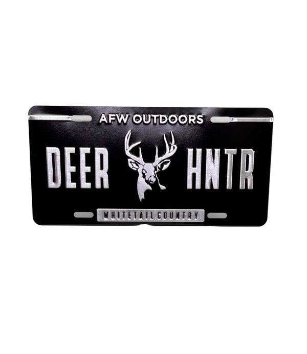 Black Embossed Buck Hunter License Plate – American Flyway Waterfowl